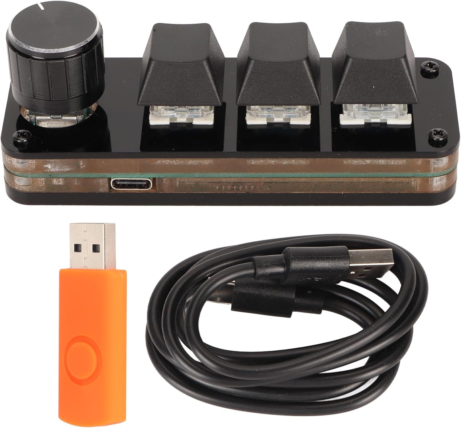 Mini 3 Key Keypad, Hot Swappable Blue Switch One Handed Mechanical Gaming Keyboard Custom ...