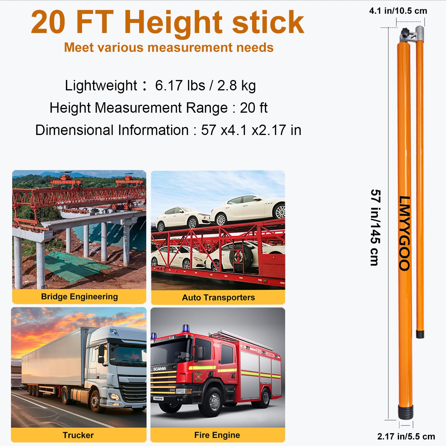Snapklik.com : 20FT Load Height Measuring Stick