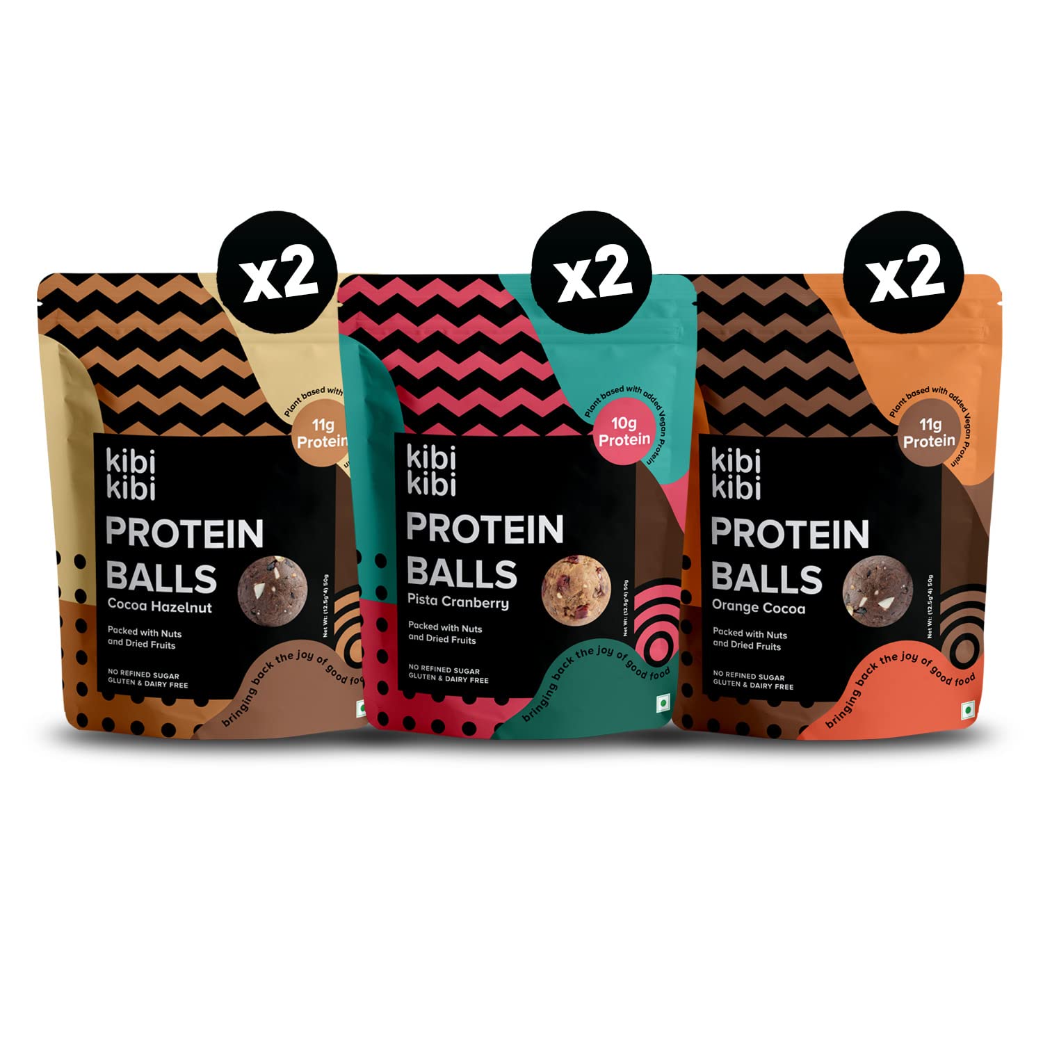 Kibi Kibi Protein Balls - Variety Box (2 Protein Balls Per Pack, 6 ...