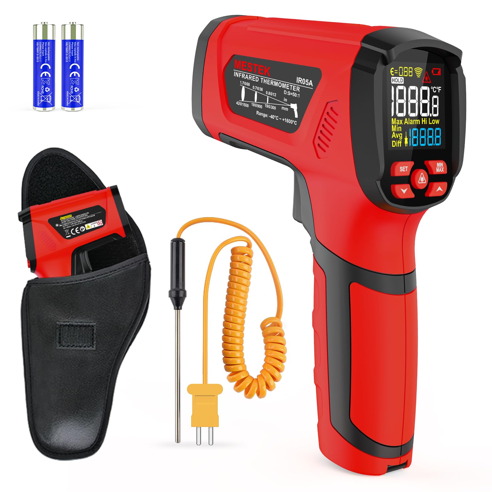Snapklik.com : 402912 MESTEK Infrared Thermometer High Temperature Gun ...
