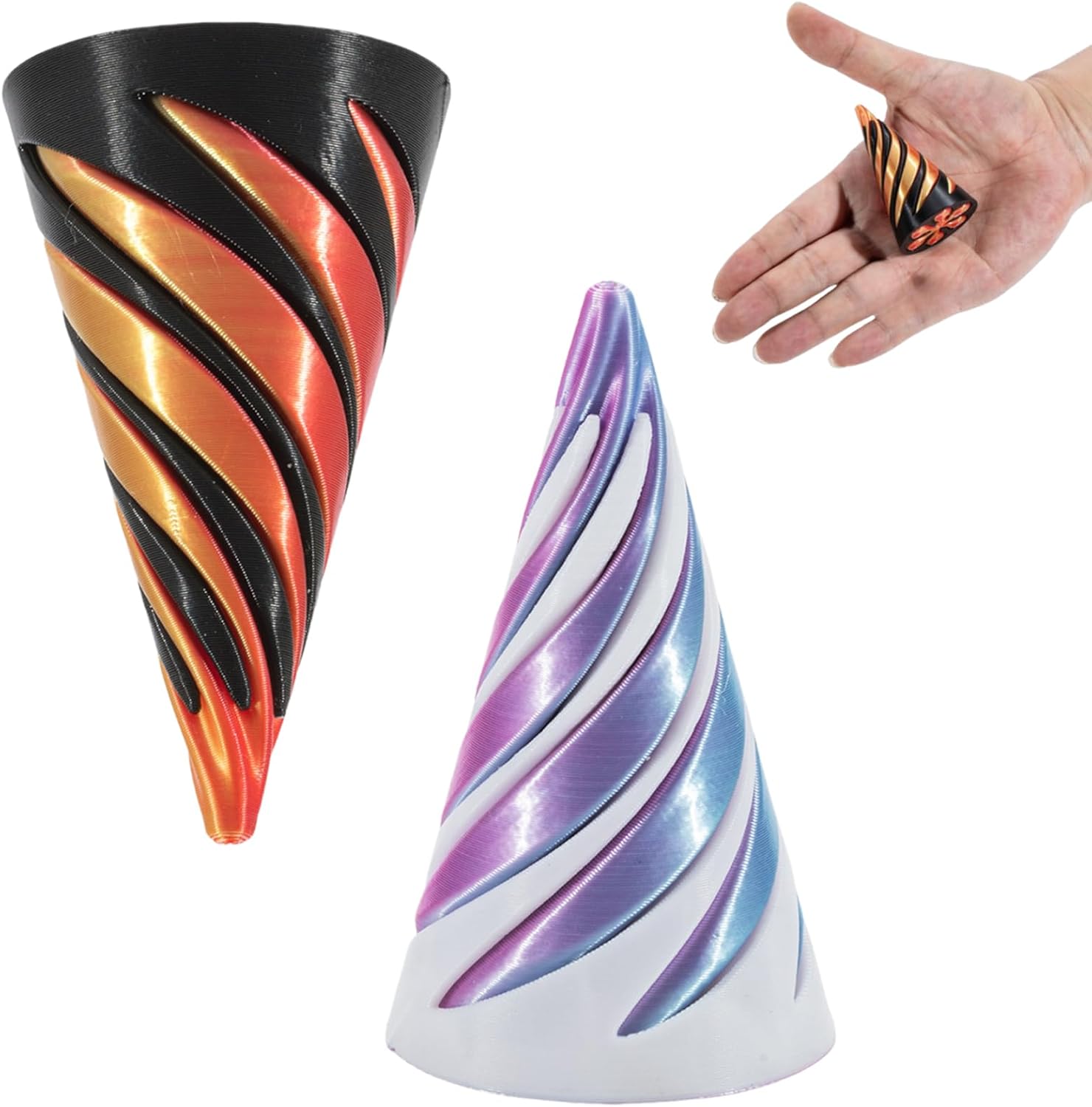 2pcs 3d printed Fidget Toys, Spiral Cone Fidget Toy, Impossible Cone ...