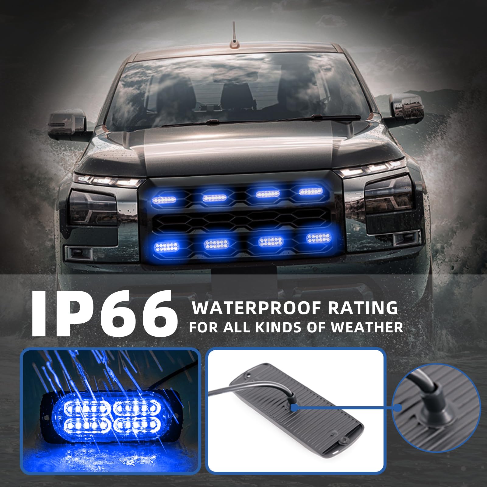 Snapklik.com : PKINGLAKE 8pcs Sync Feature Emergency Strobe Grille ...