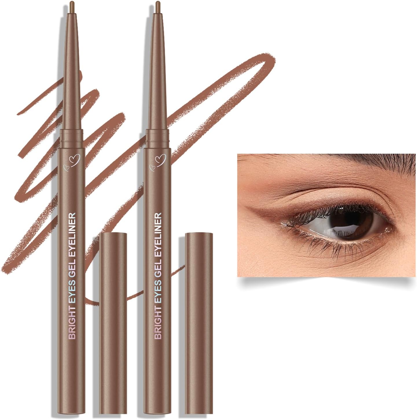 Amazon.com : KYDA 2 Pcs Light Brown Gel Eyeliner, Super Soft and Smooth ...