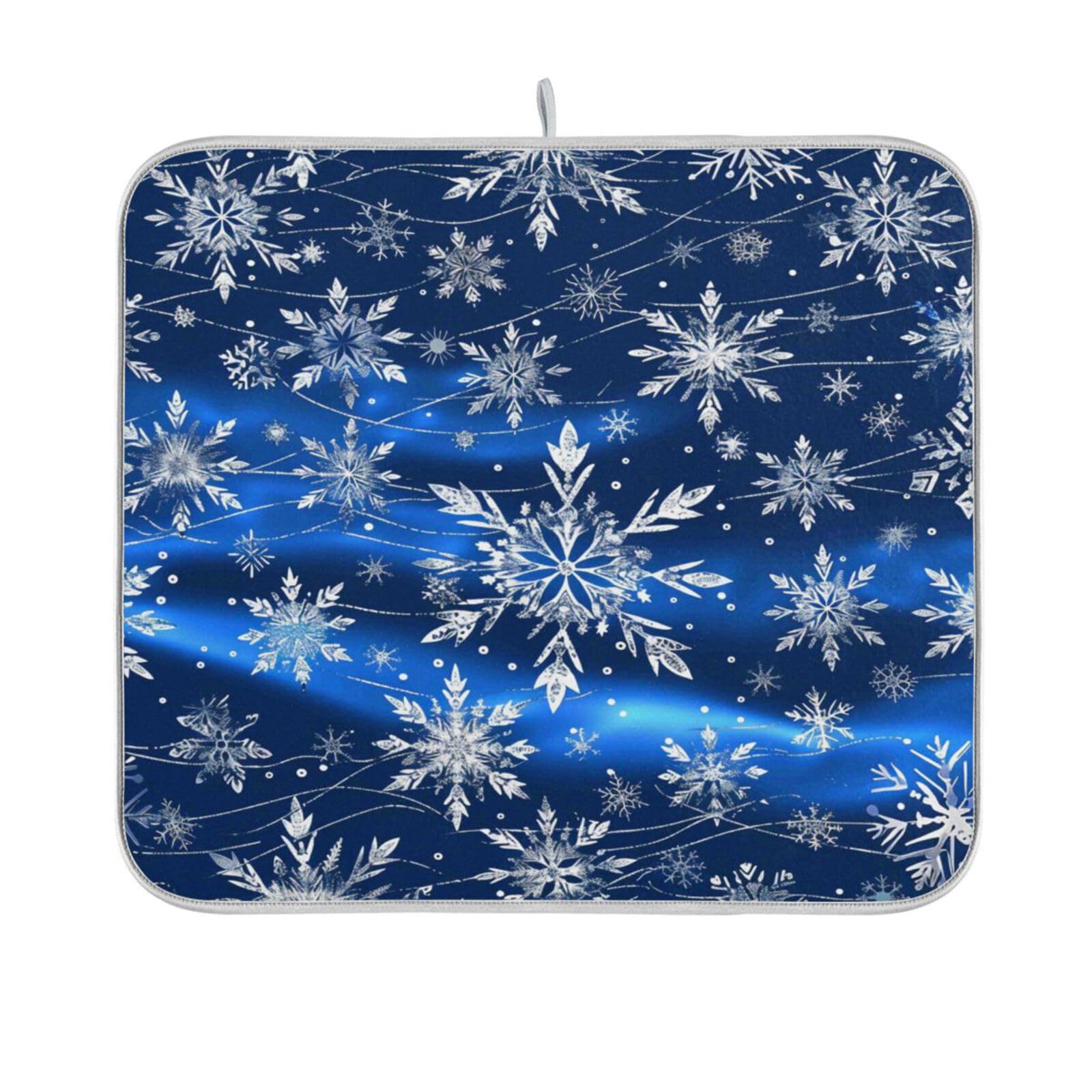 Amazon.com: Christmas Blue Snowflakes Dish Drying Mat for Kitchen ...