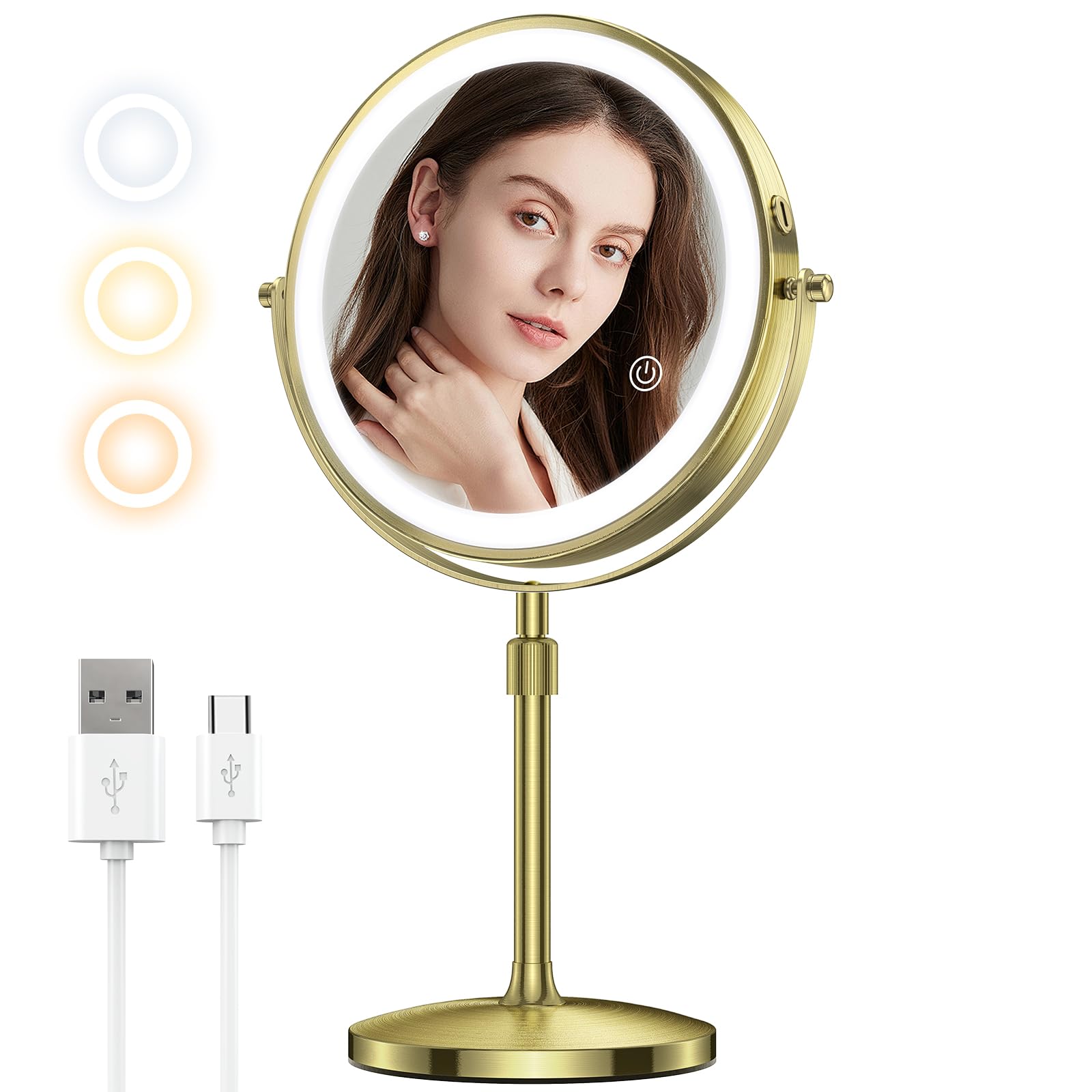 Amazon.com - MILPROX 8 Inch Makeup Mirror with 10X Magnification & 3 Color Lights, Adjustable ...