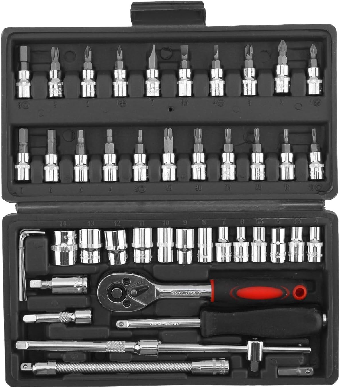 46 Pieces Mechanic Tool Kit 1/4”Drive Socket Ratchet Wrench Set ...