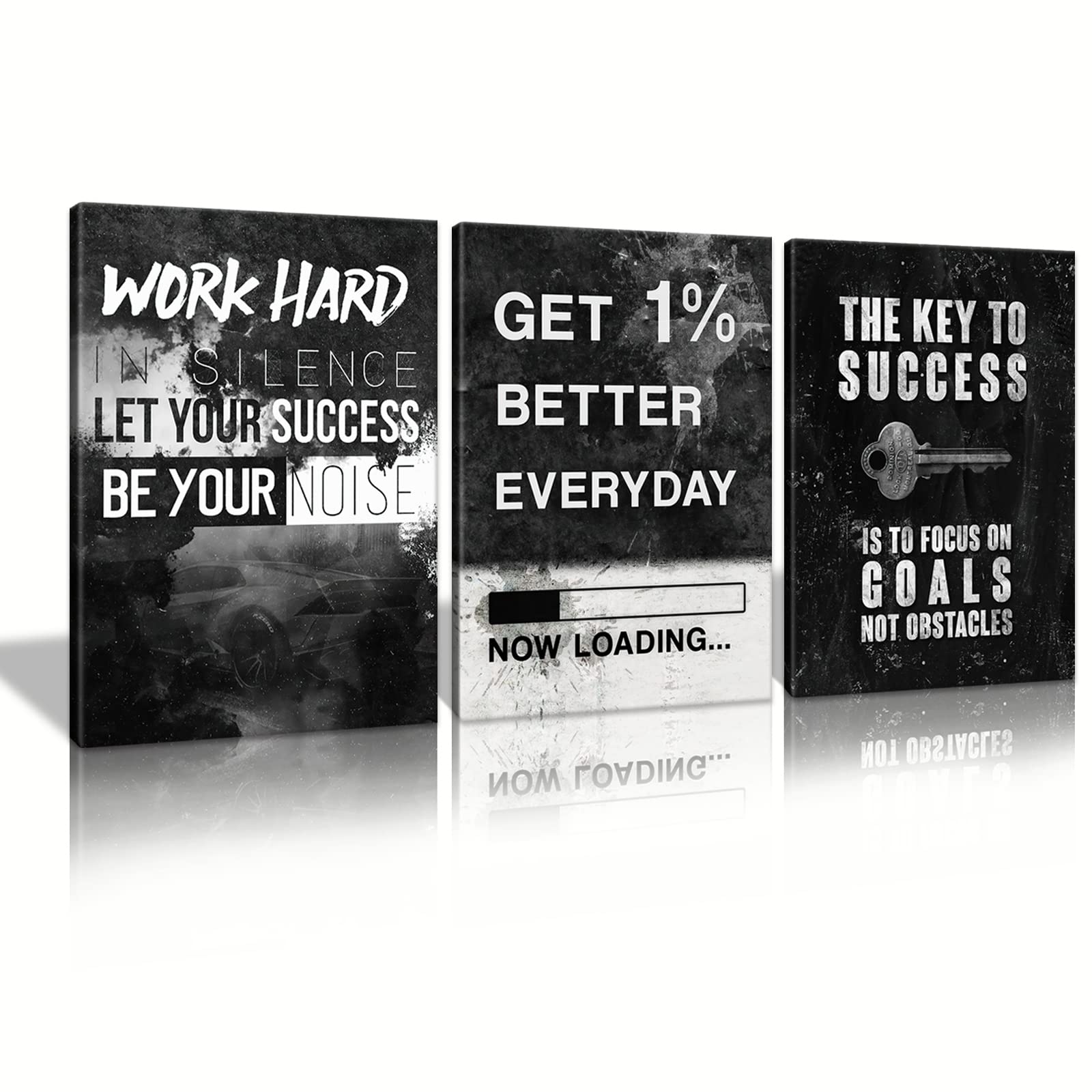 Amazon.com: Motivational Quotes Canvas Wall Art 3 Pieces Inspirational ...