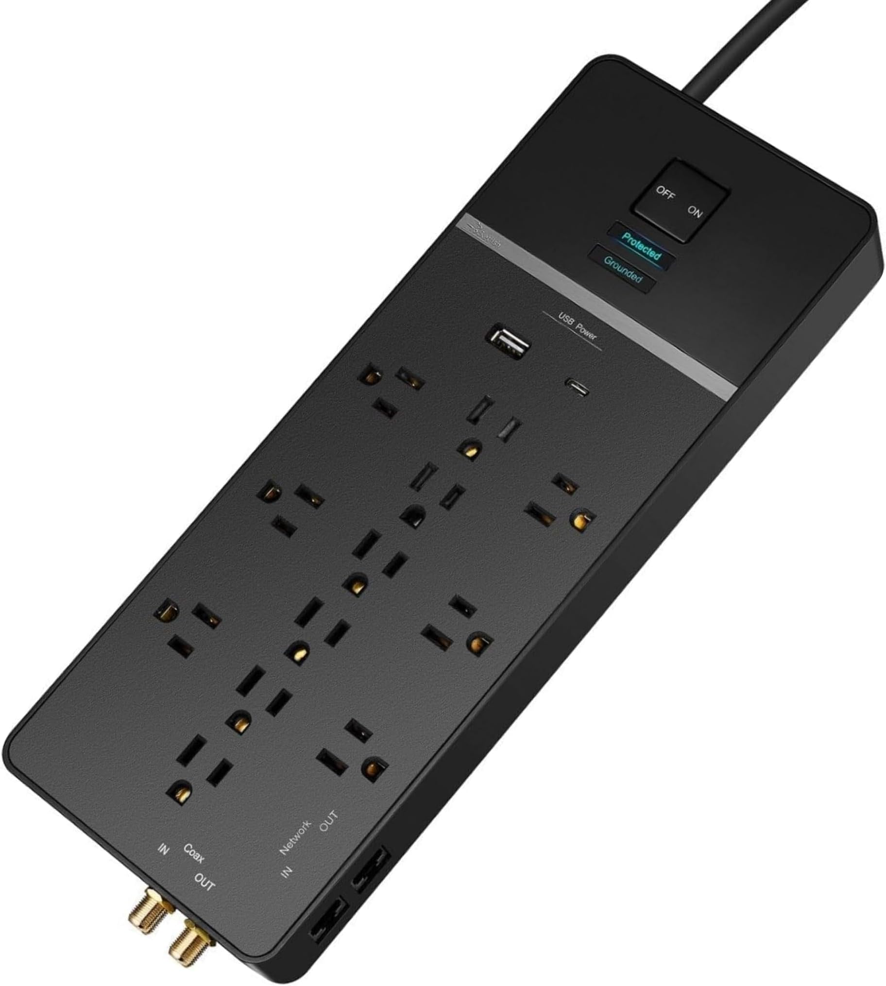 Amazon.com: Rocketfish 12-Outlet Strip/1-USB-C/1-USB 4,680 Joules Surge ...