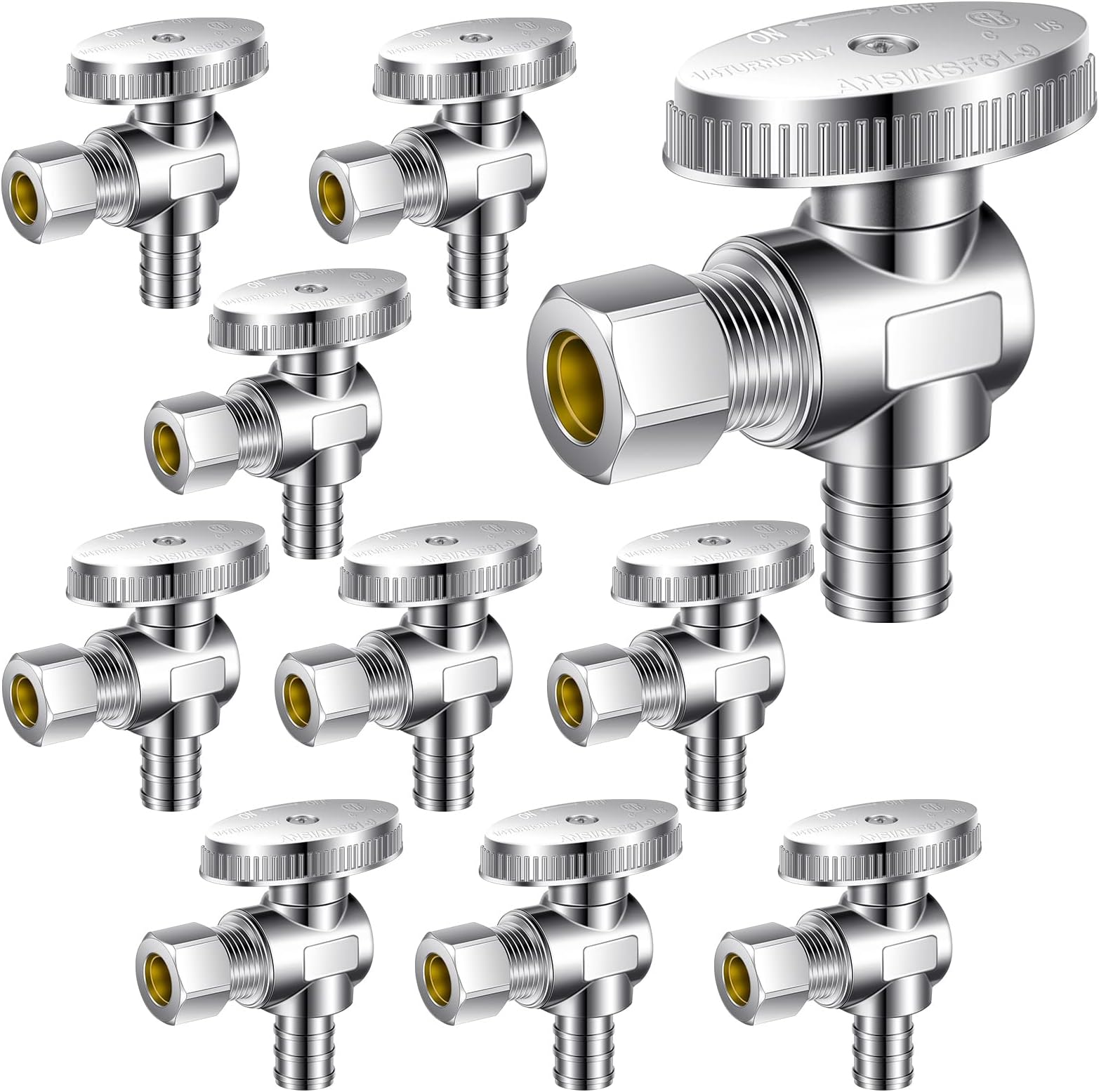 10 Pcs Pex Valves 1/4 Turn Angle Stop Valve 3/8" OD Compression X 1/2 ...