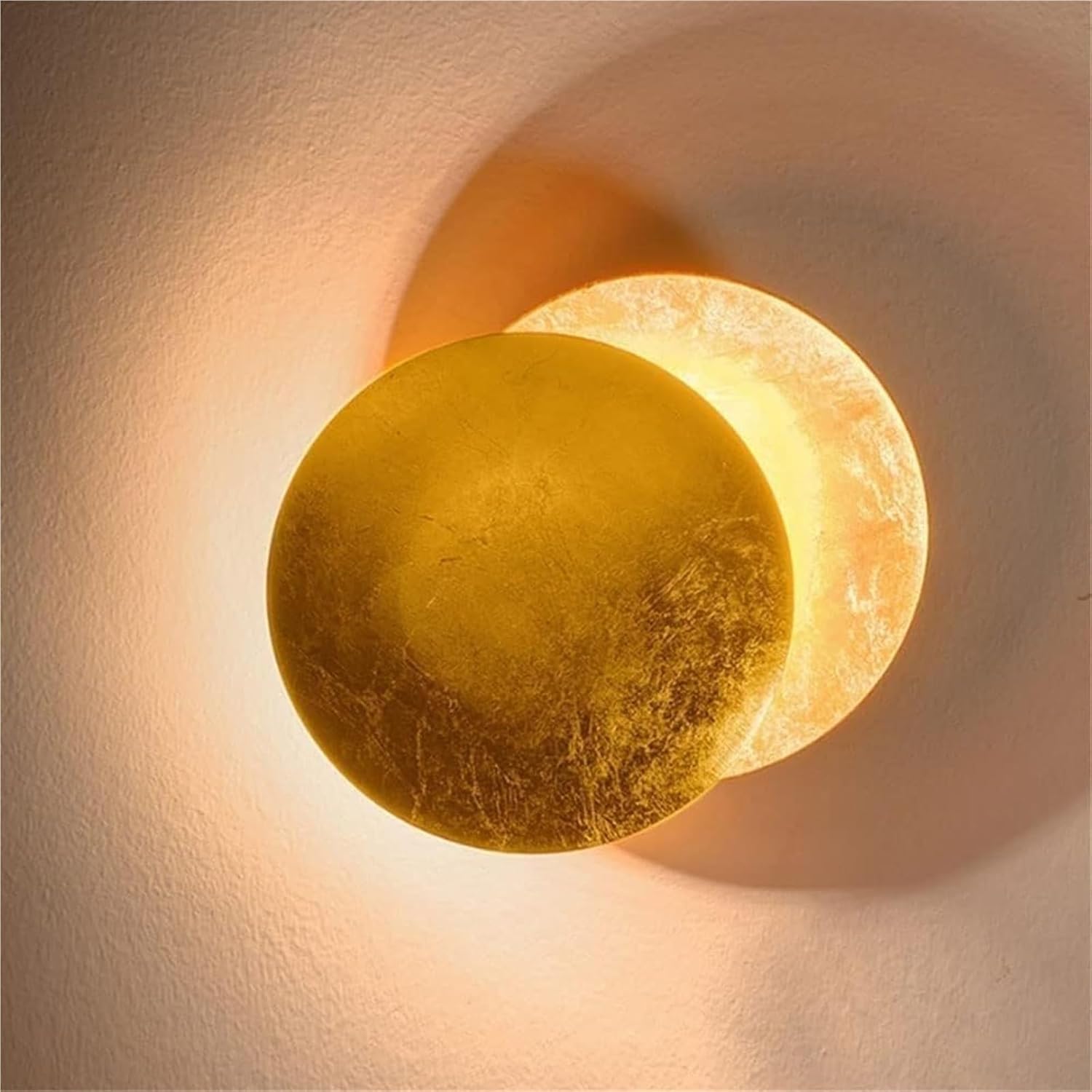 Amazon.com: Wall Mounted Lamp Modern Moon Sconce, Round Antique Brass ...