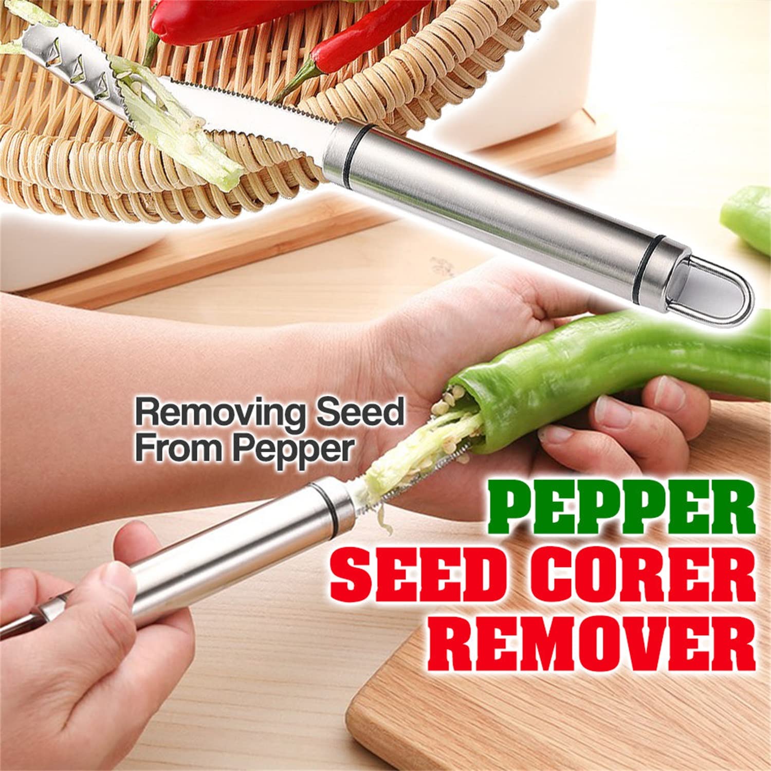 Bell Pepper 2 In 1 Pepper Seed Core Remover, Fruit & Vegetable Corer ...
