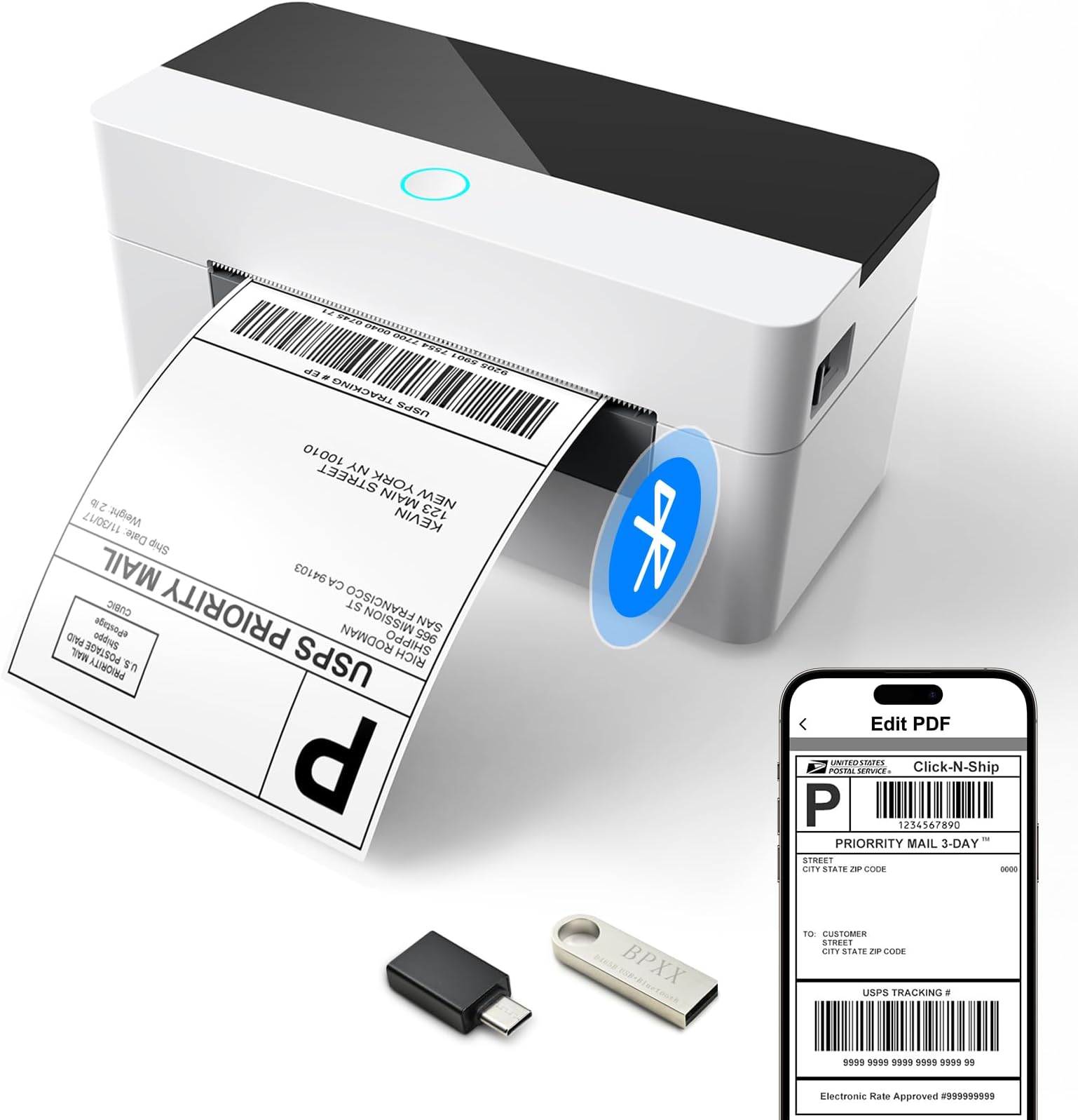 Amazon.com : BPXX Bluetooth Thermal Label Printer - Clear Print Quality ...