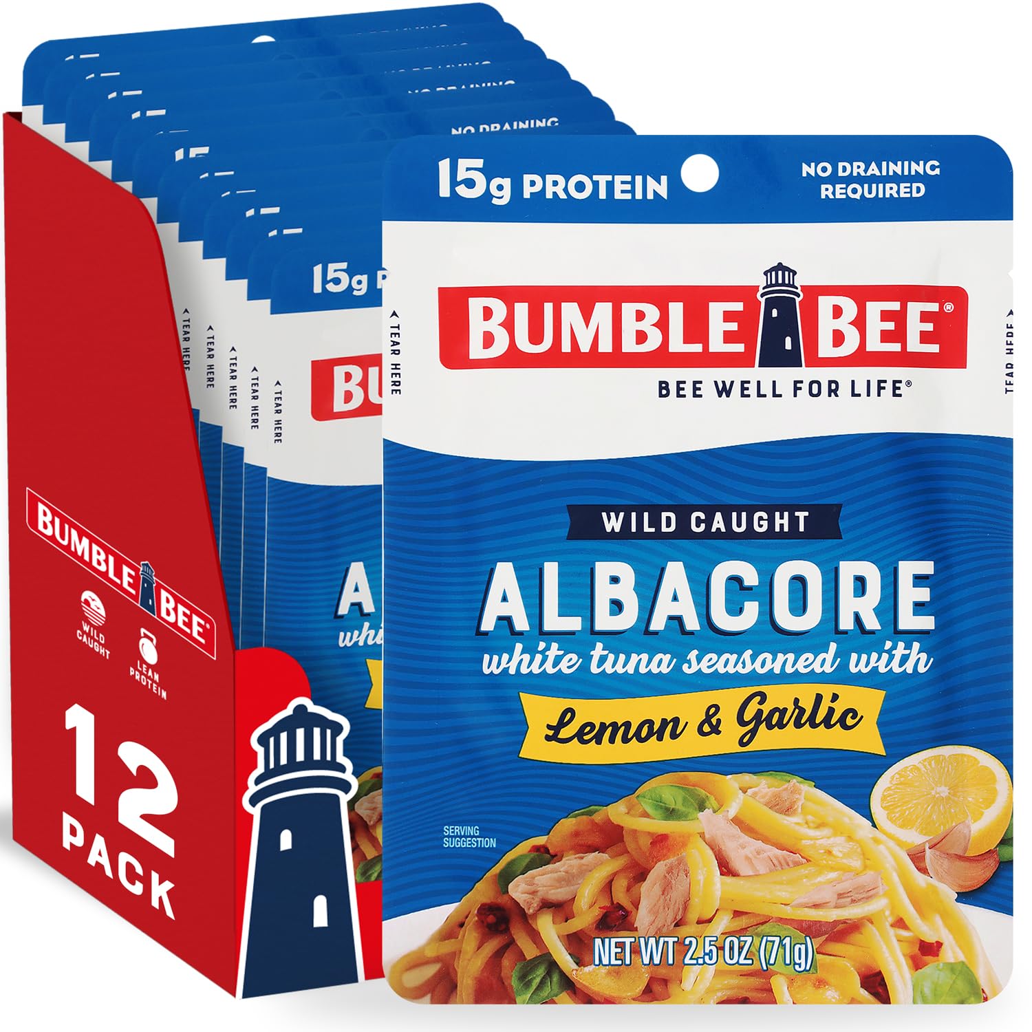 Amazon.com : Bumble Bee Lemon & Garlic Seasoned White Albacore Tuna in ...
