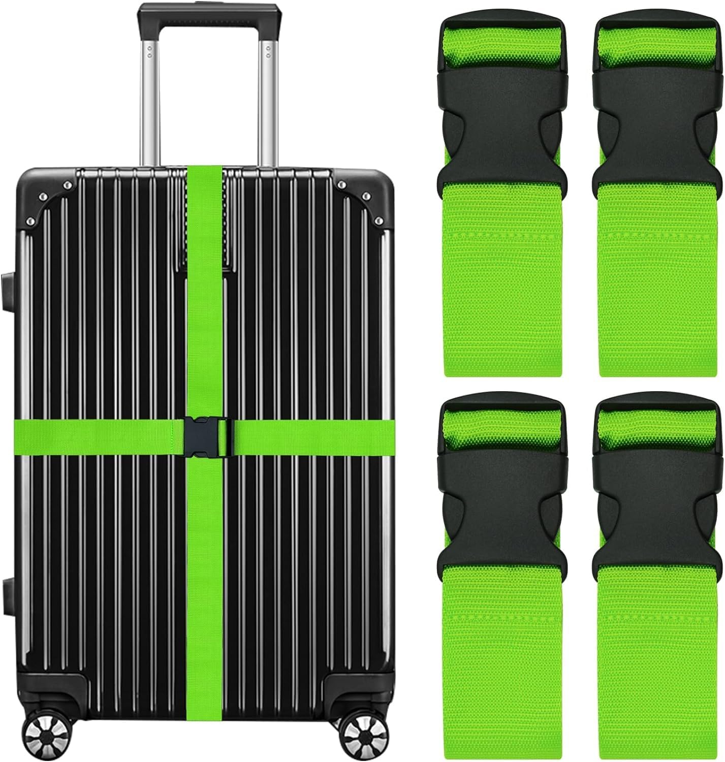 AMS 4 PCS Luggage Straps Adjustable Luggage Straps for Suitcases Travel ...