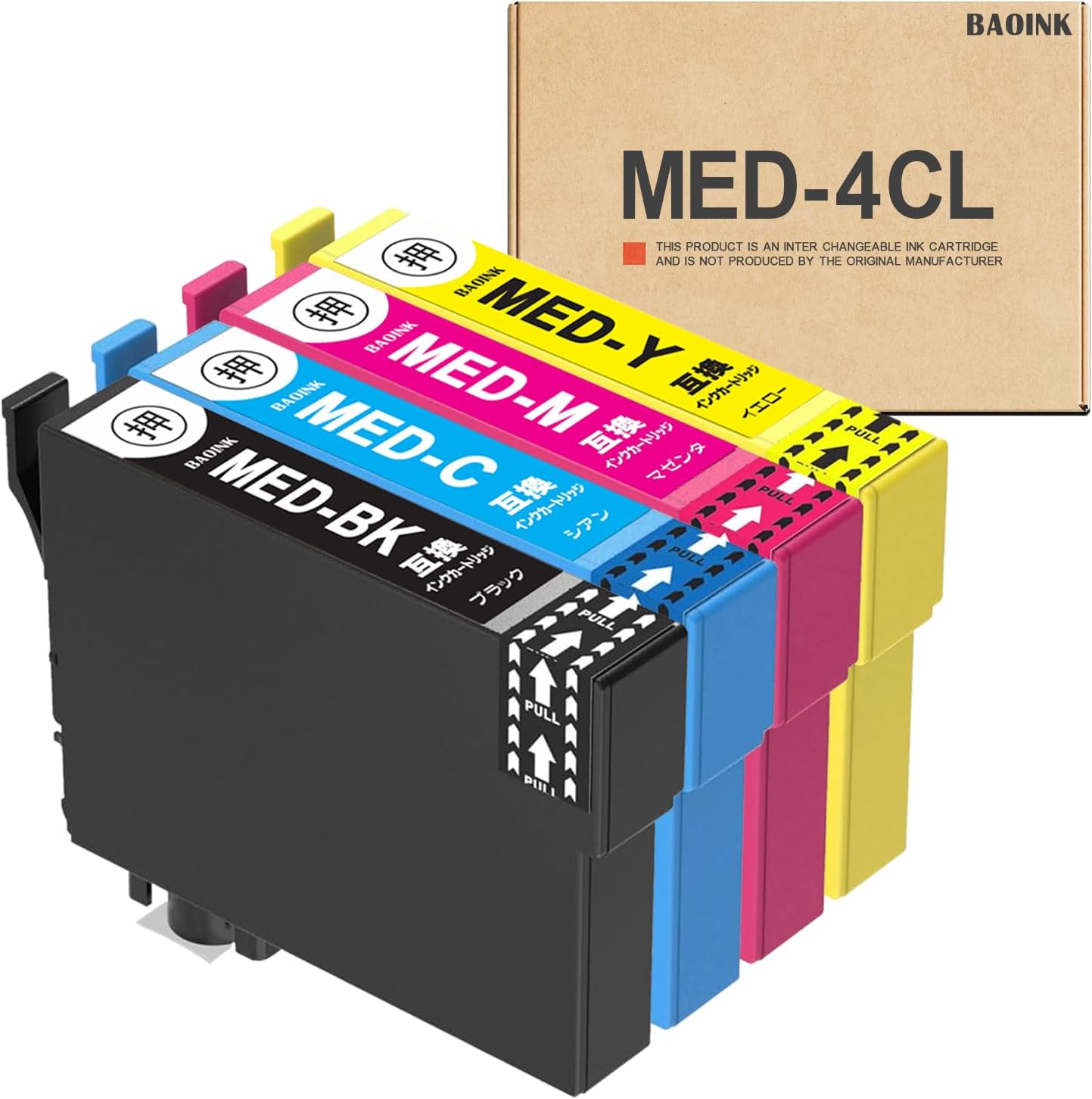 Amazon.co.jp: MED-4CL 互換 インクカートリッジ 4色パック メダマヤキ MED-(BK/C/M/Y) 合計4本 EW-056A EW-456A 対応 大容量 残量表示付 ...