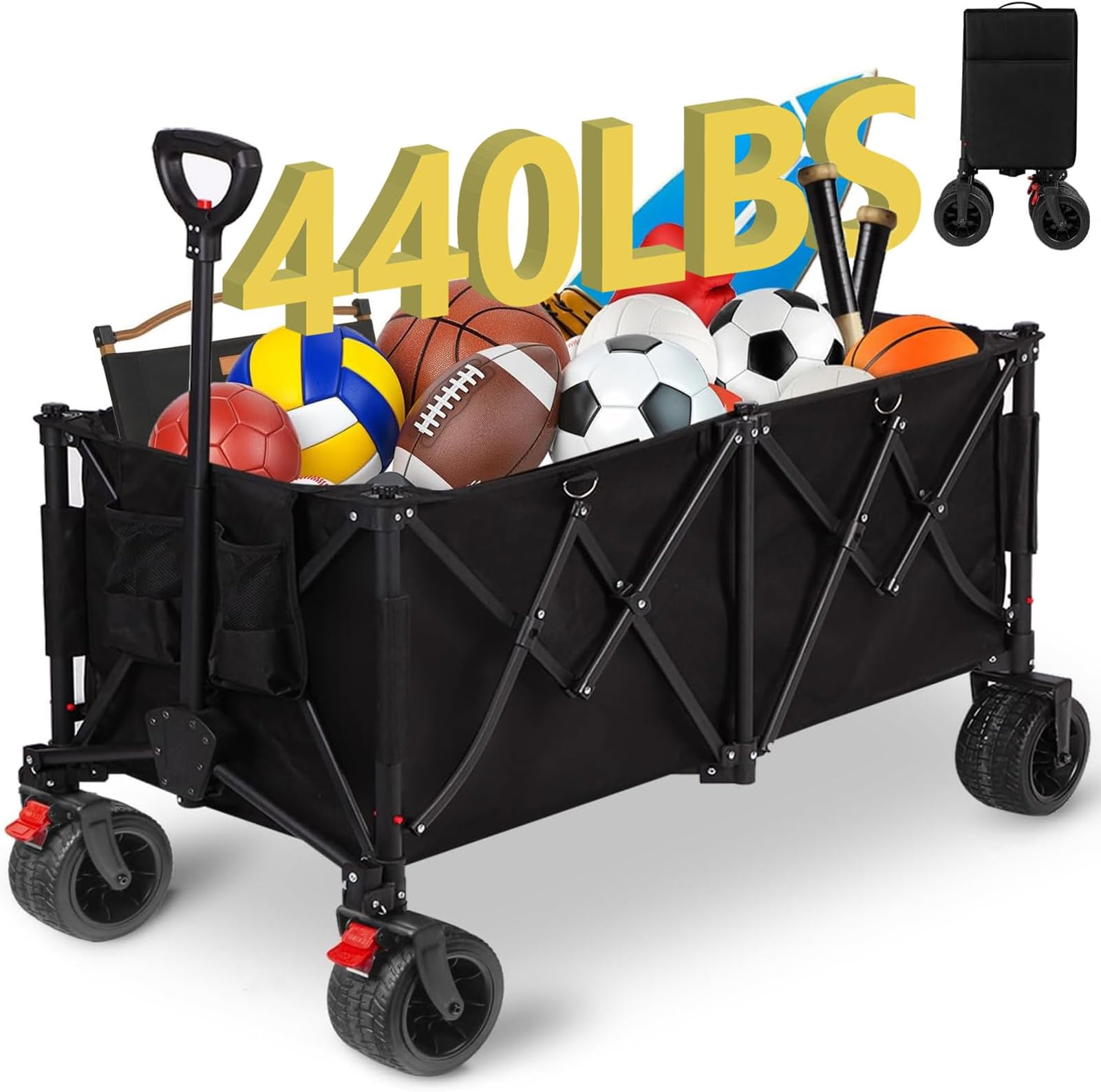 Amazon.com: Hikenture Collapsible Wagon 330LBS Capacity, 200L Extra ...