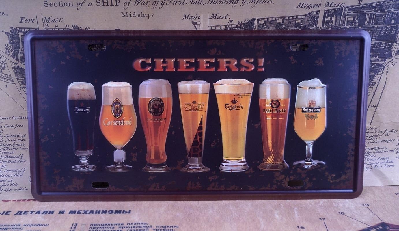 Amazon.com: Beer Tin Signs Vintage Metal Tin Signs Car License Plates ...