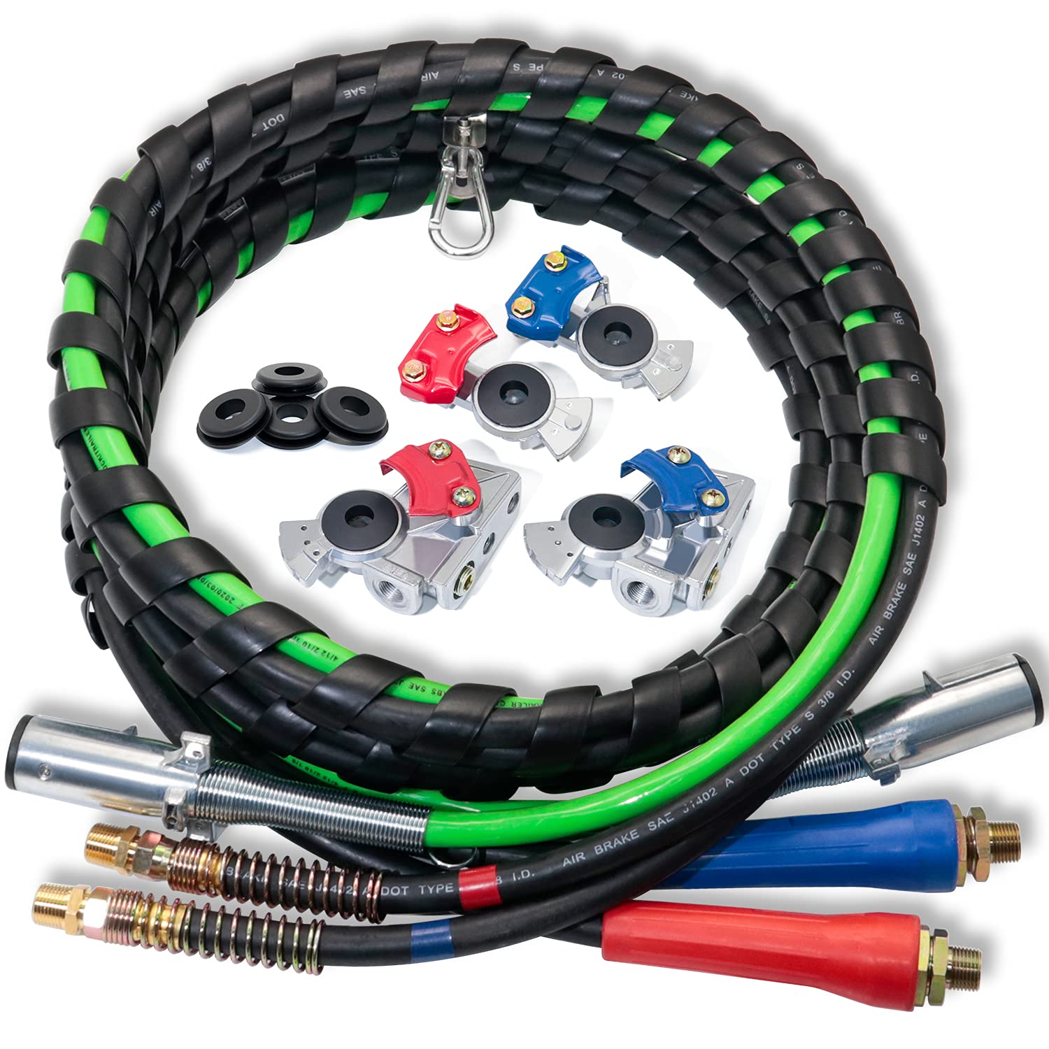 Buy CheeMuii 3 in 1 15 Feet Wrap Air Power Line Heavy Duty 7 Way semi ...