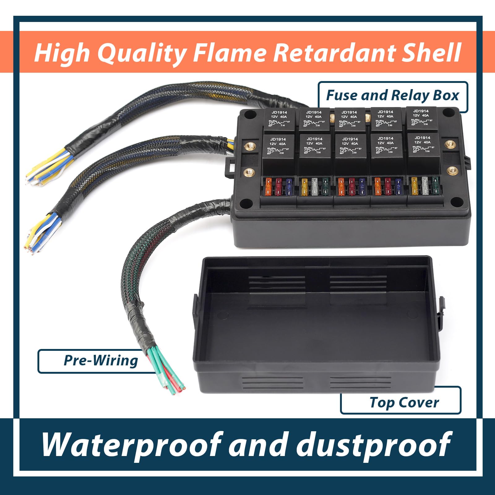 Pre-Wired 12V Fuse Relay Box 15 Slots, Universal Relay Box ATC/ATO Fuse ...