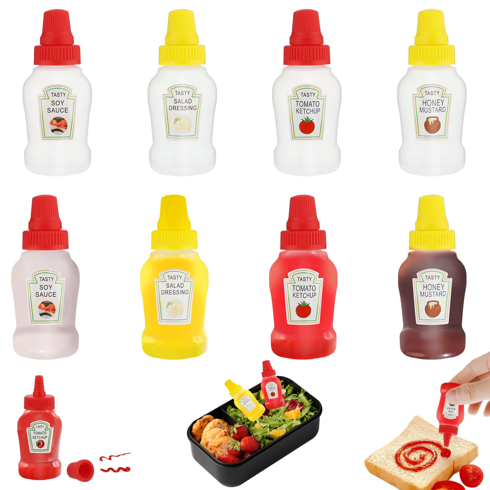 Amazon.com: Ptwola 8 Pcs Mini Ketchup Bottles Condiment Squeeze Bottles ...