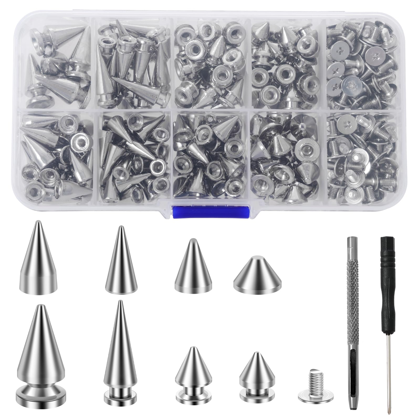 Amazon.com: 359Pcs Punk Spikes and Studs Kit, Cone Spike and Stud Rivet ...