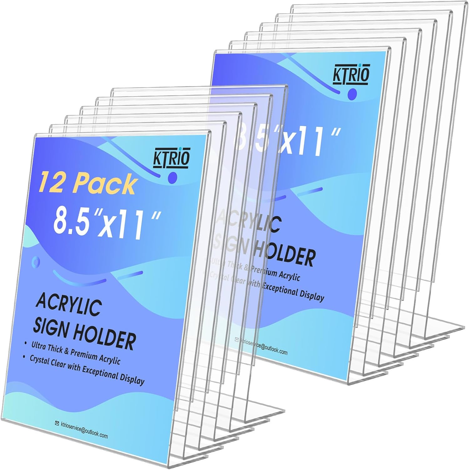 Amazon.com: KTRIO Acrylic Sign Holder 8.5x11, Plastic Sign Holder Clear ...