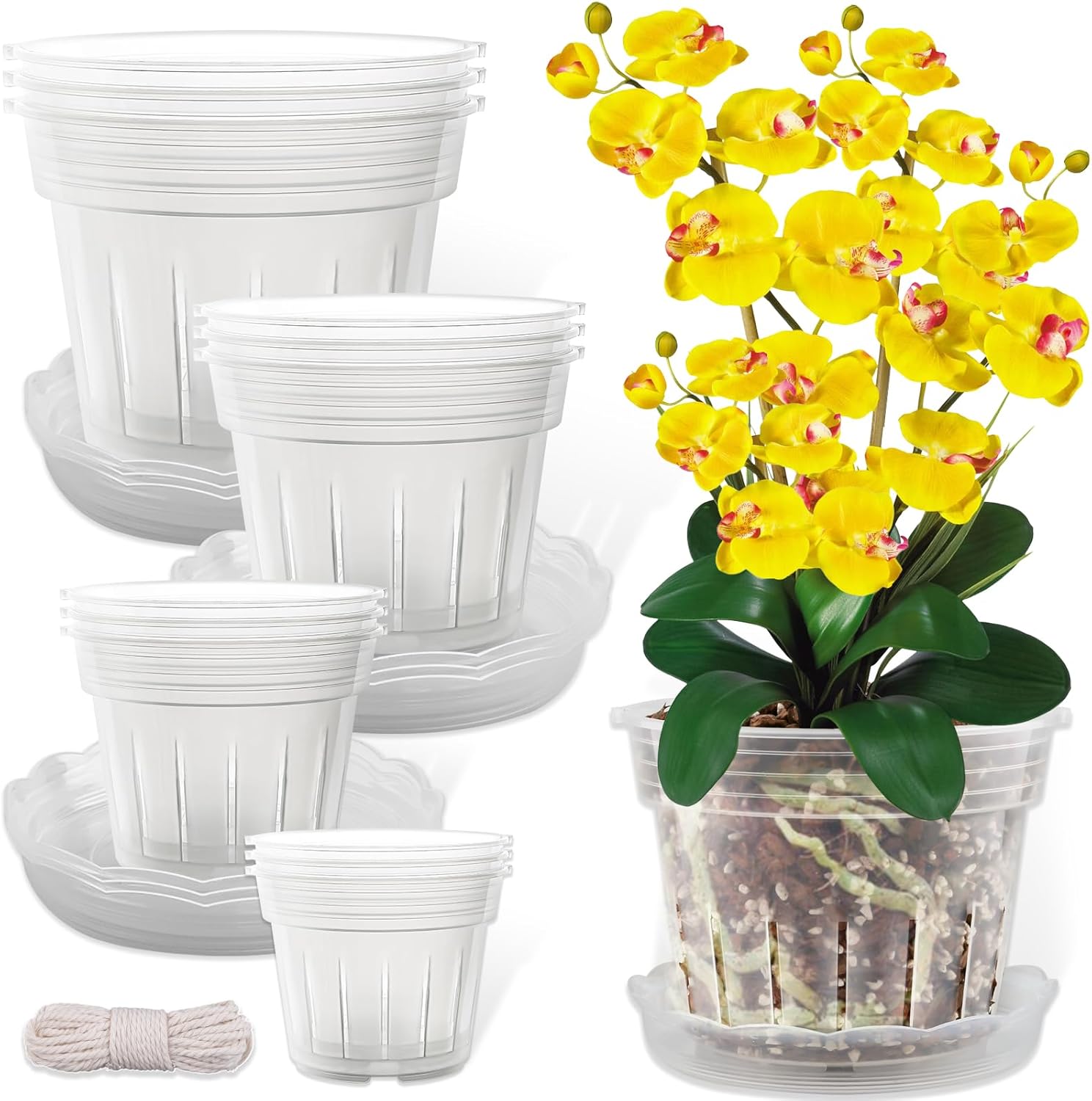 Amazon.com : REMIAWY Orchid Pot, 12 Orchid Pots with Holes and 9 ...