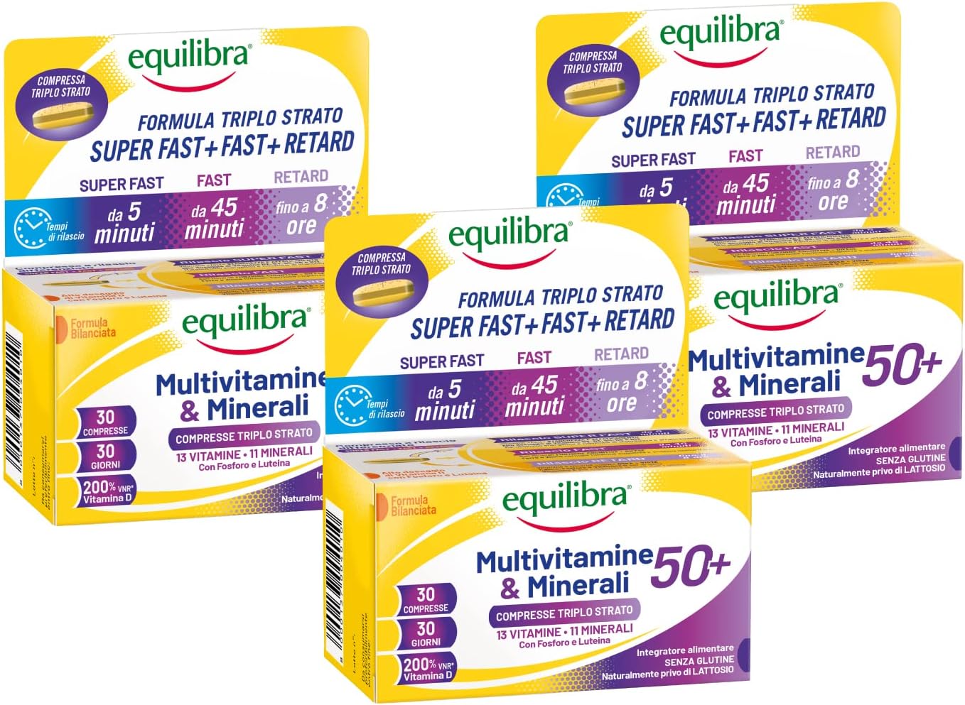 Equilibra Integratori Alimentari, Multivitamine & Minerali 50+, Integratore Formula Potenziata ...