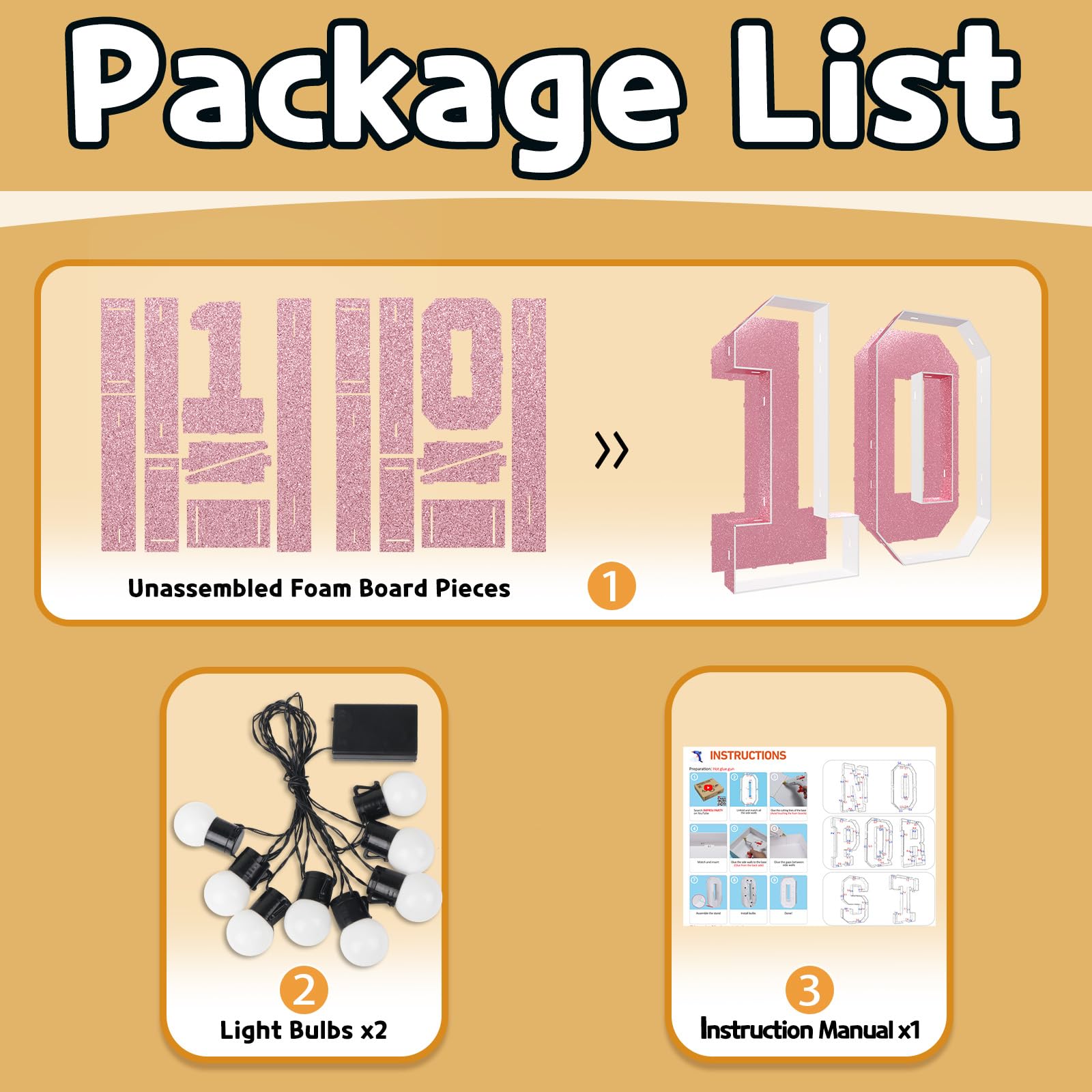 Snapklik.com : Imprsv 3FT Rose-Gold 10th-Birthday Decorations Numbers ...