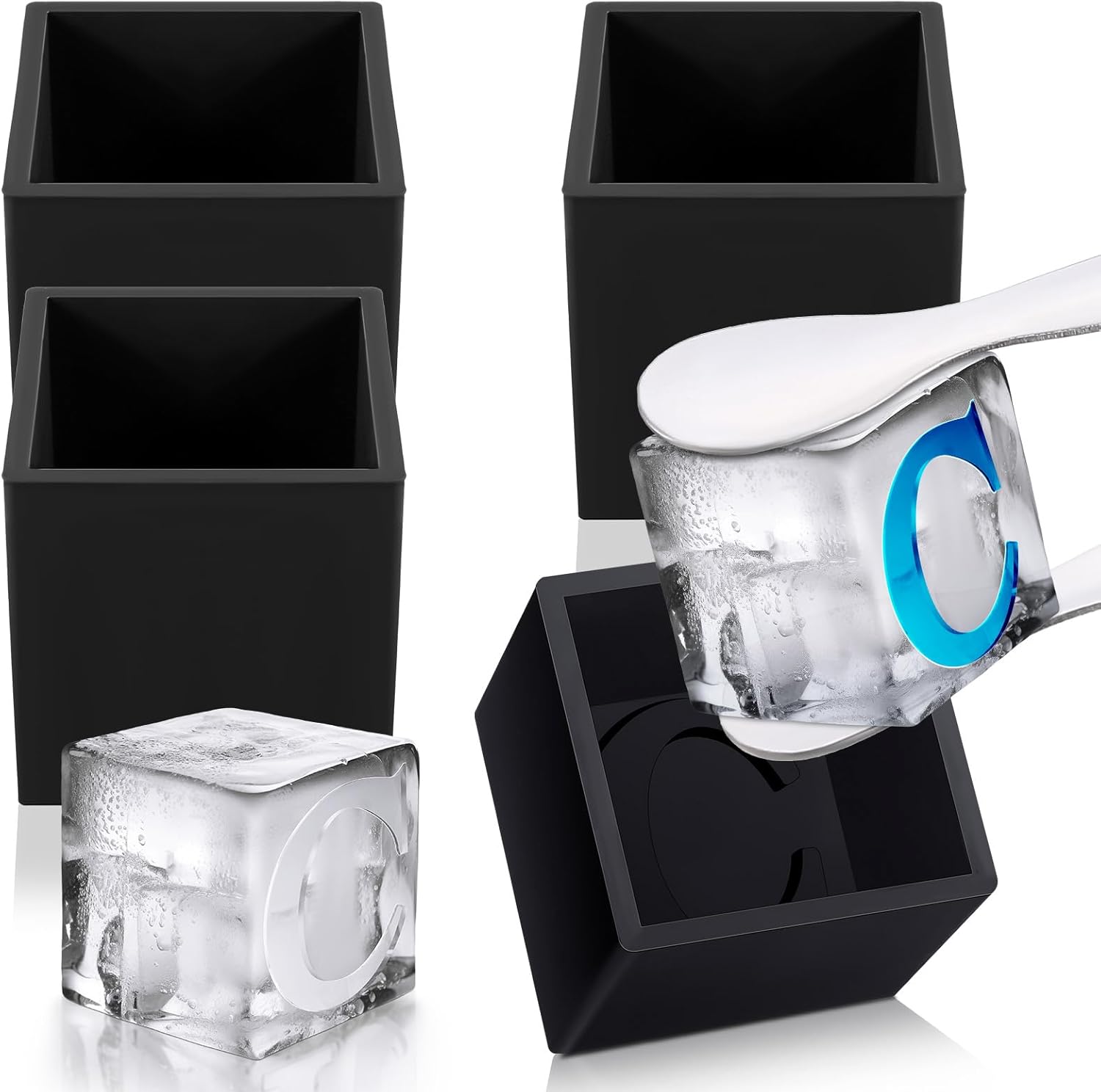 Amazon.com: Teenyyou 4 Pcs 2" Monogrammed Ice Cube Molds Whiskey Gift ...