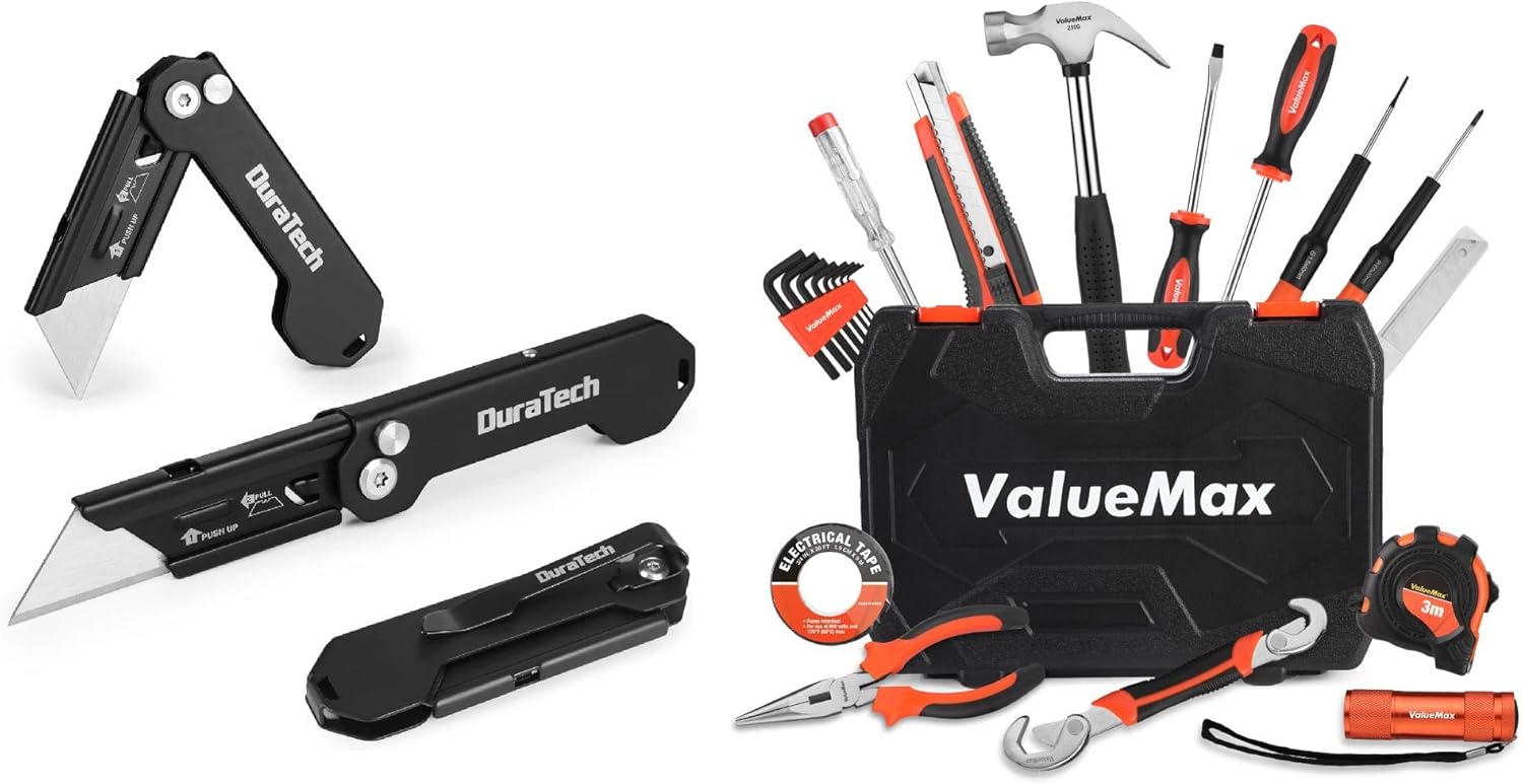 DURATECH 2-Pack Folding Utility Knife & VALUEMAX 30 Pieces Tool Set - Amazon.com