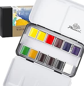 Amazon.com: PHOENIX Professional Watercolor Paint Set - 12 Colors Half ...