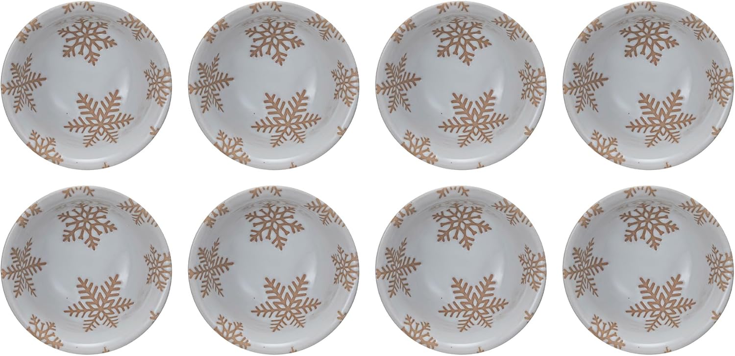 Amazon.com | Creative Co-Op Small Stoneware Snowflake Mini Dinnerware ...