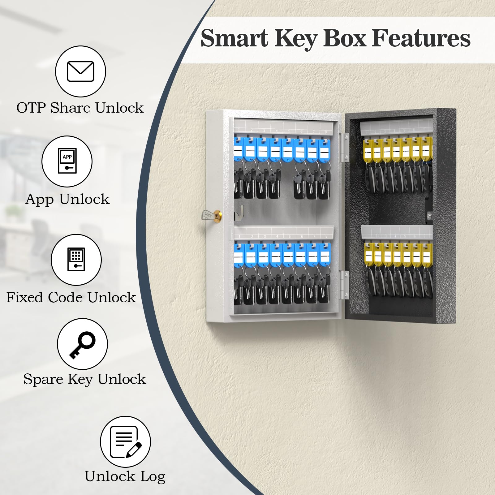 Snapklik.com : WeHere 32 Key Lock Box(Plus), Smart Key Cabinet Wall ...