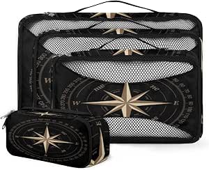 Amazon.com: Compass Rose Travel Packing Cubes 4 Set, Artwork Black ...