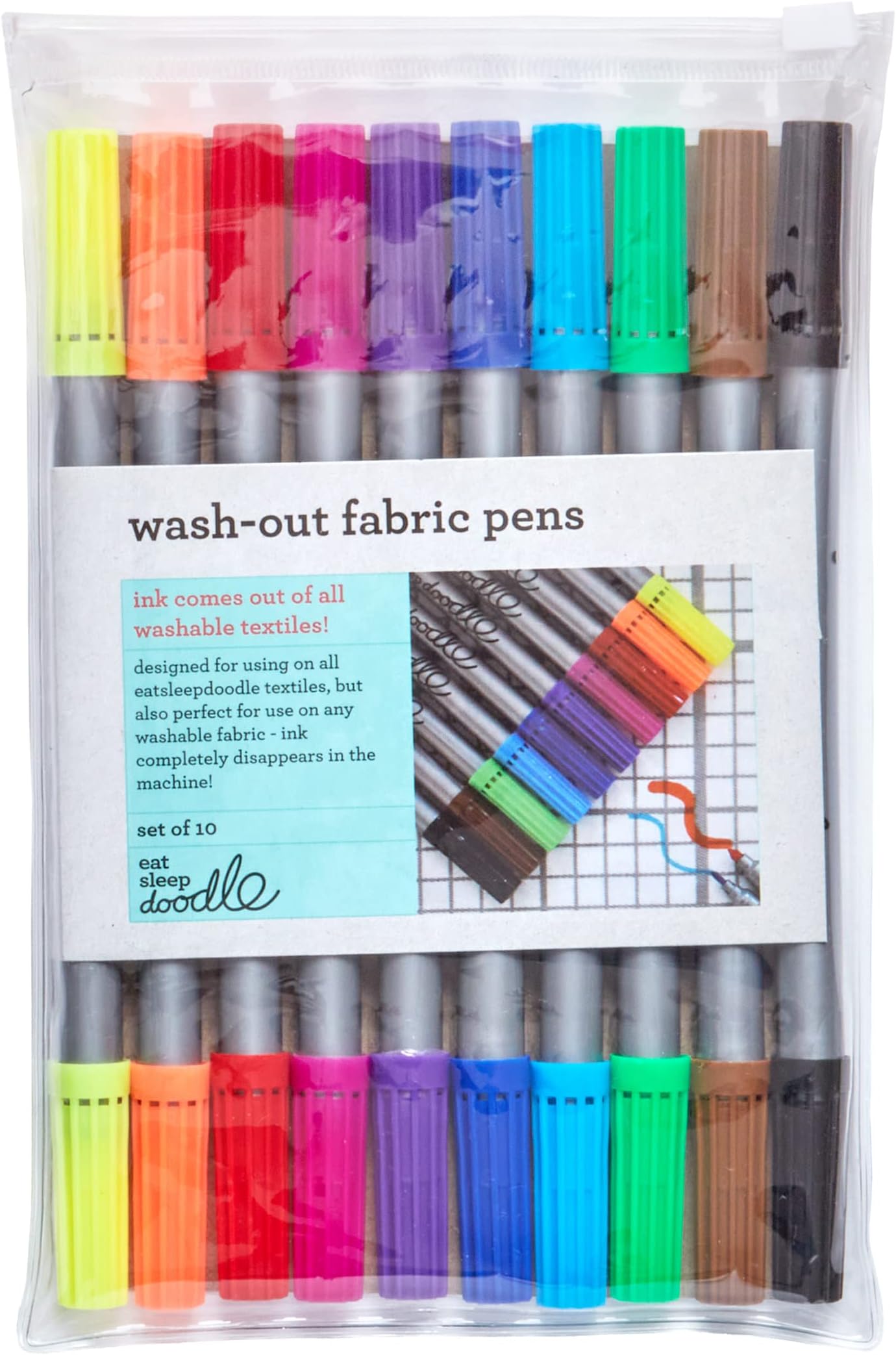 eatsleepdoodle Original Doodle wash-Out Fabric pens (Pack of 10) Double ...