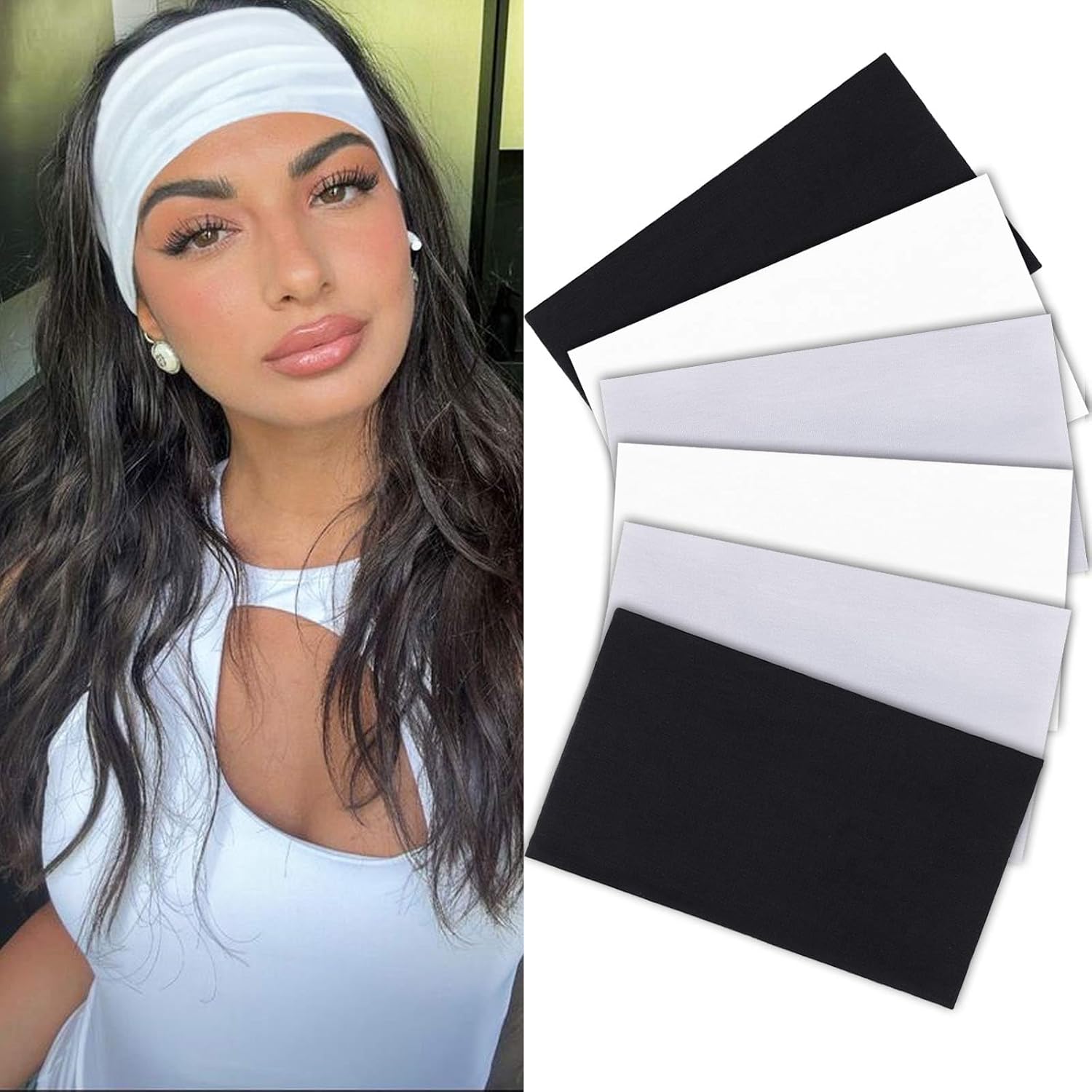 Amazon.com : TuTive Thick Elastic Cotton Headbands - Non-Slip, Fashion ...