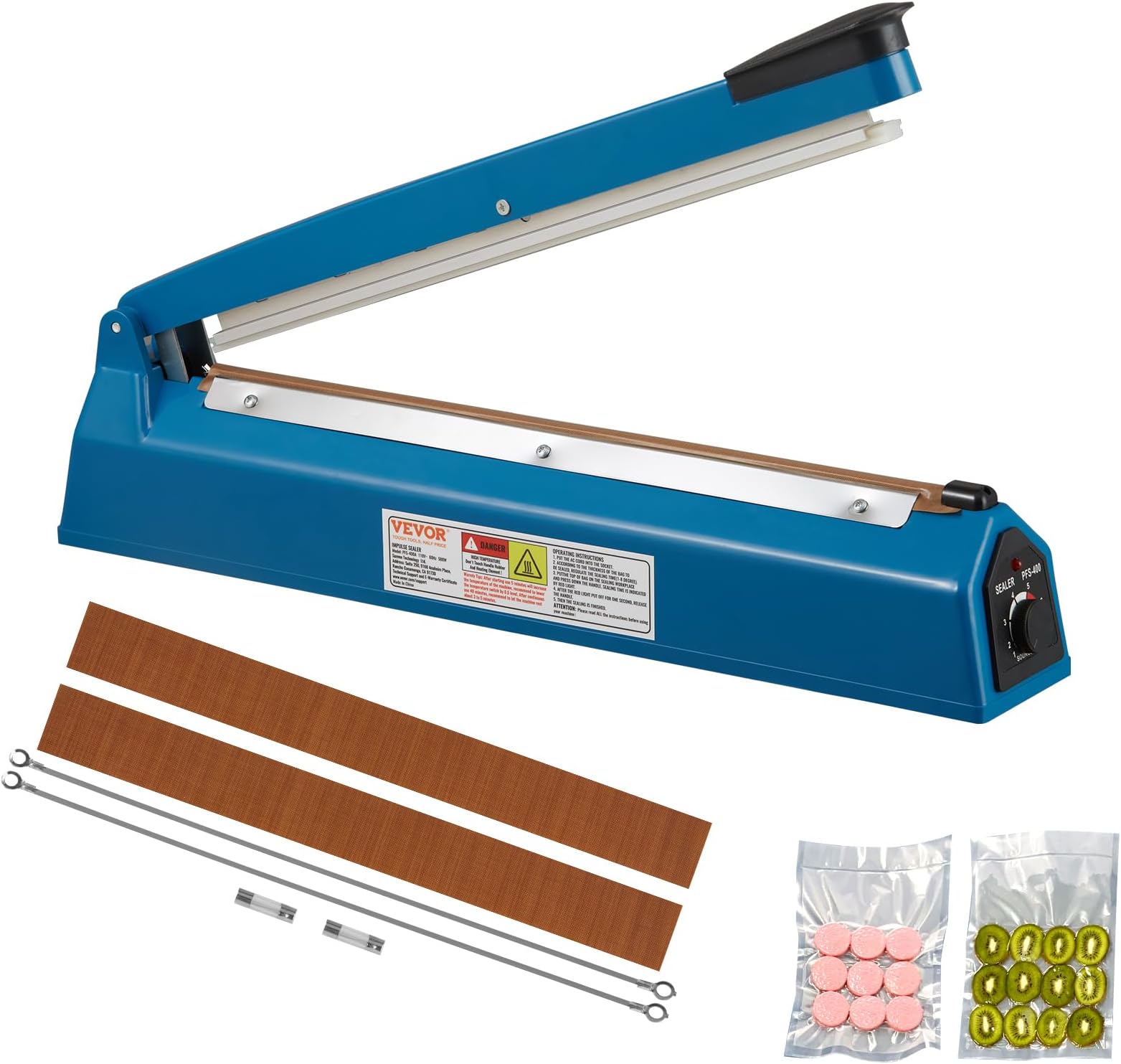 Amazon.com: VEVOR Impulse Sealer 16 inch, Manual Heat Seal Machine with ...