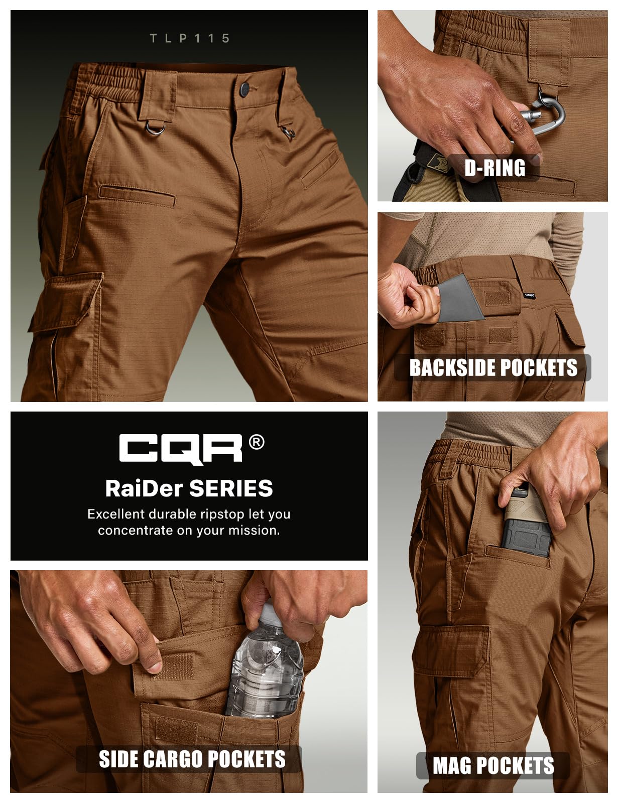 Snapklik.com : Mens Tactical Pants, Water Resistant Ripstop Cargo Pants ...