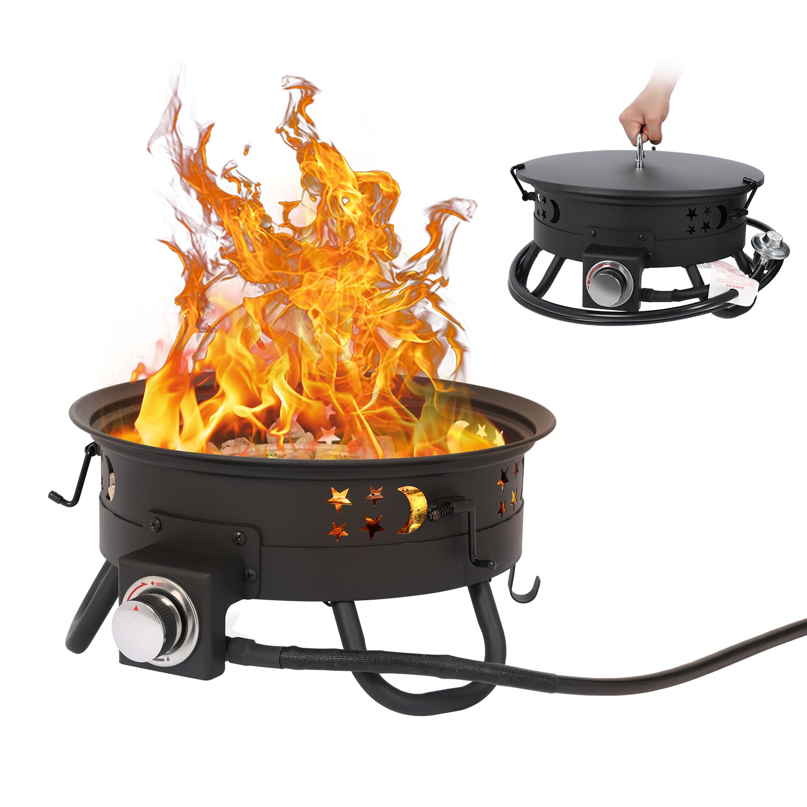 Amazon.com : Homnso Propane Fire Pit,Gas Fire Pit,Steel Outdoor ...