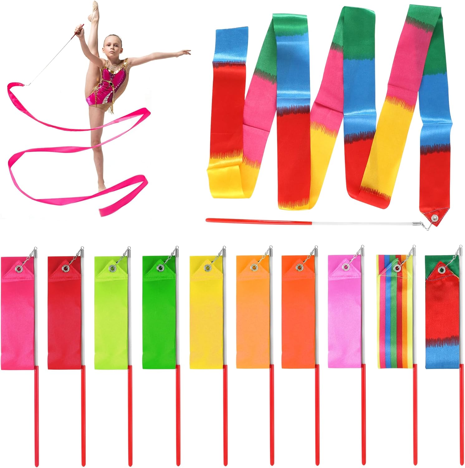 Amazon.com: 10PCS Dance Ribbons Streamers, Ribbon Dancer Wand, 10 Color ...