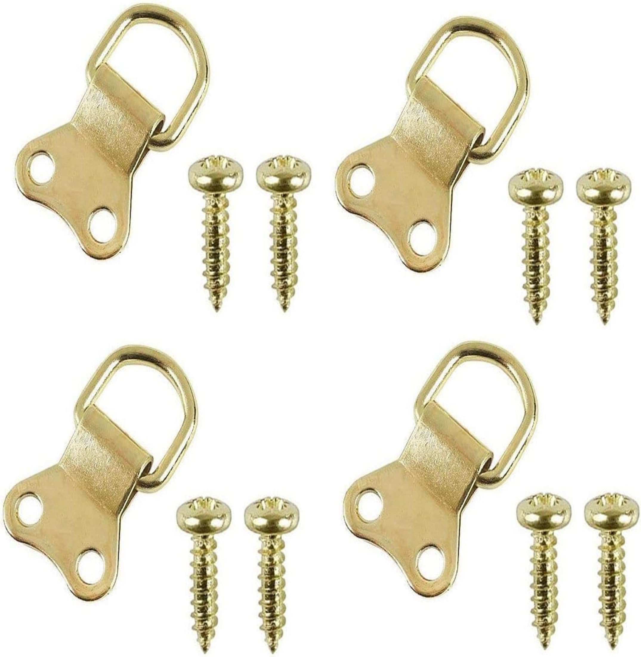 PICTURE FRAME HANGING D RING DOUBLE EB BRASS PLATED WITH SCREWS ( pack ...