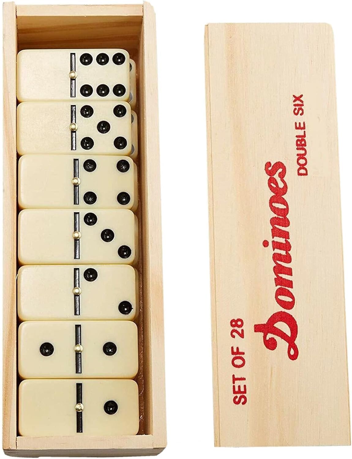Amazon.com: Professional Double 6 Dominoes Set for Adults - 28 Ivory ...