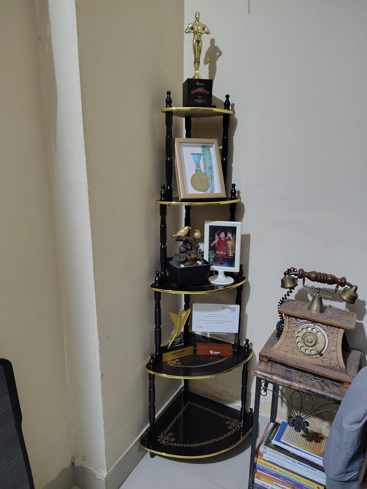 APEROL DESIGN 5 Shelf Wooden Corner Stand for Living Room ...