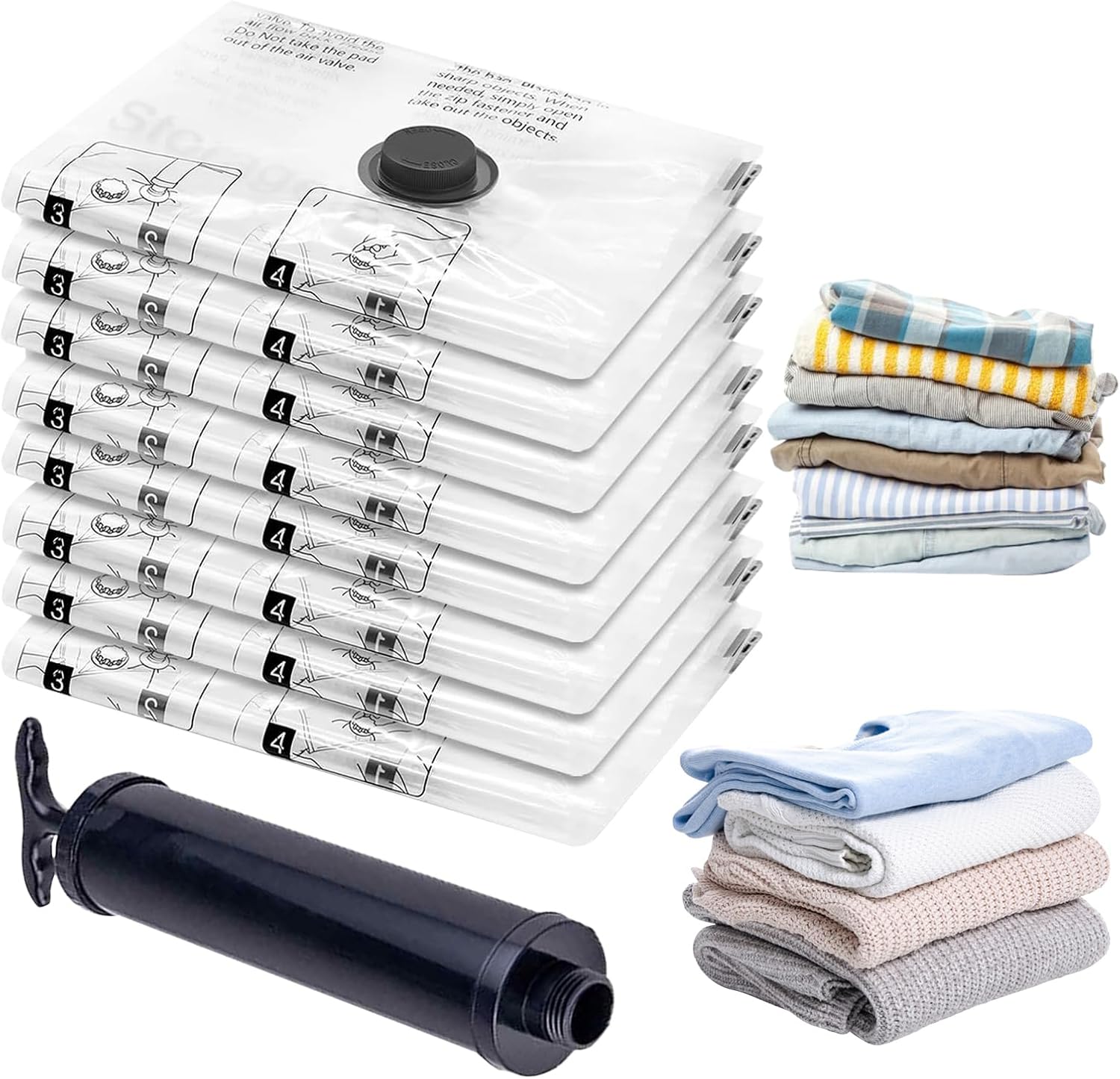 Travel Vacuum Bags - 8-pieces Vacuum Clothes Bags with Pump for ...