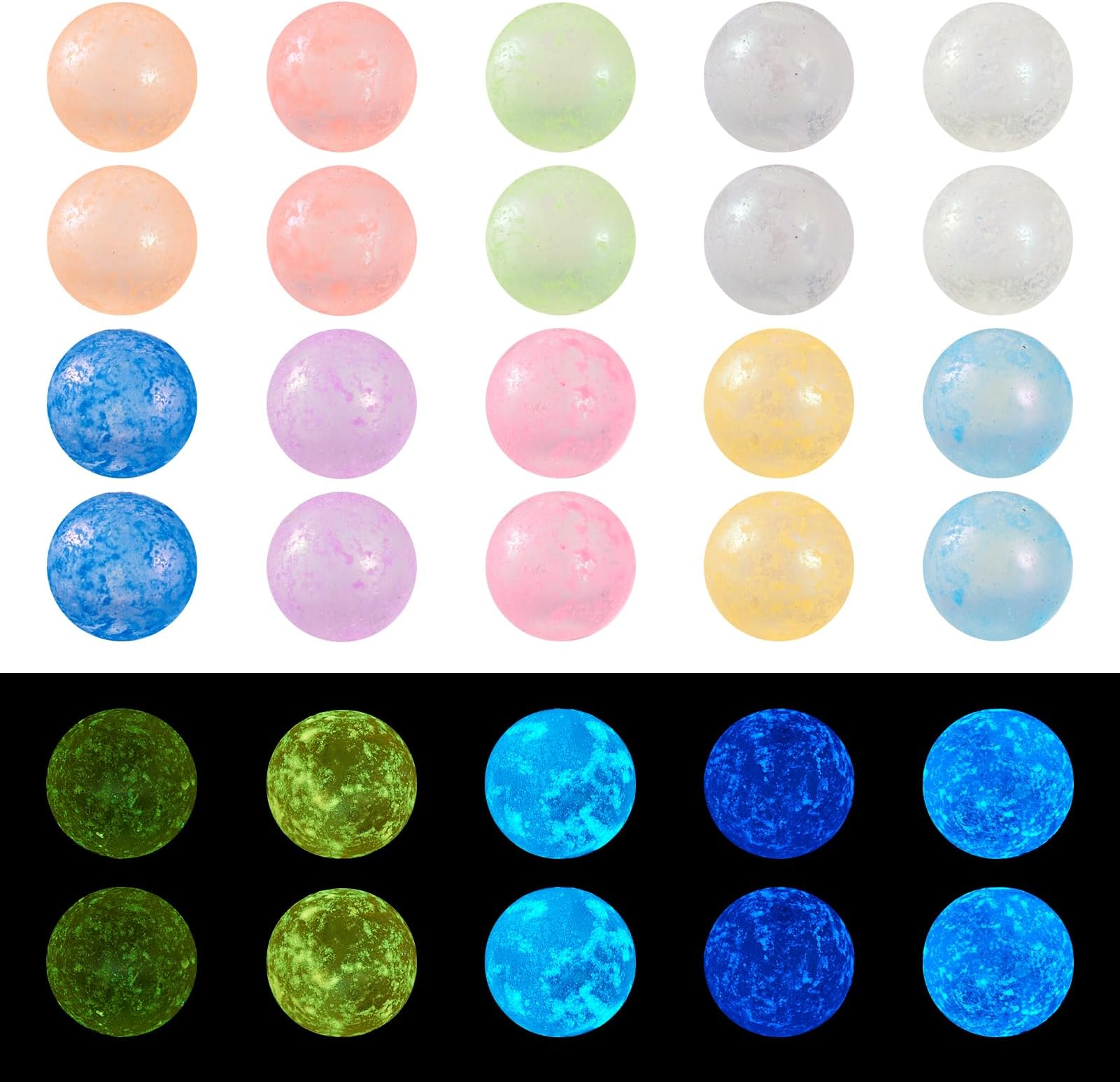 Amazon.com: KISSITTY 500pcs 5mm Glow in The Dark Beads No Hole Round ...