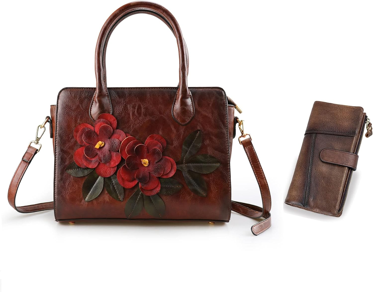 Amazon.com: LETEULO Women's RFID Blocking Clasp Wallet Vintage Hand ...