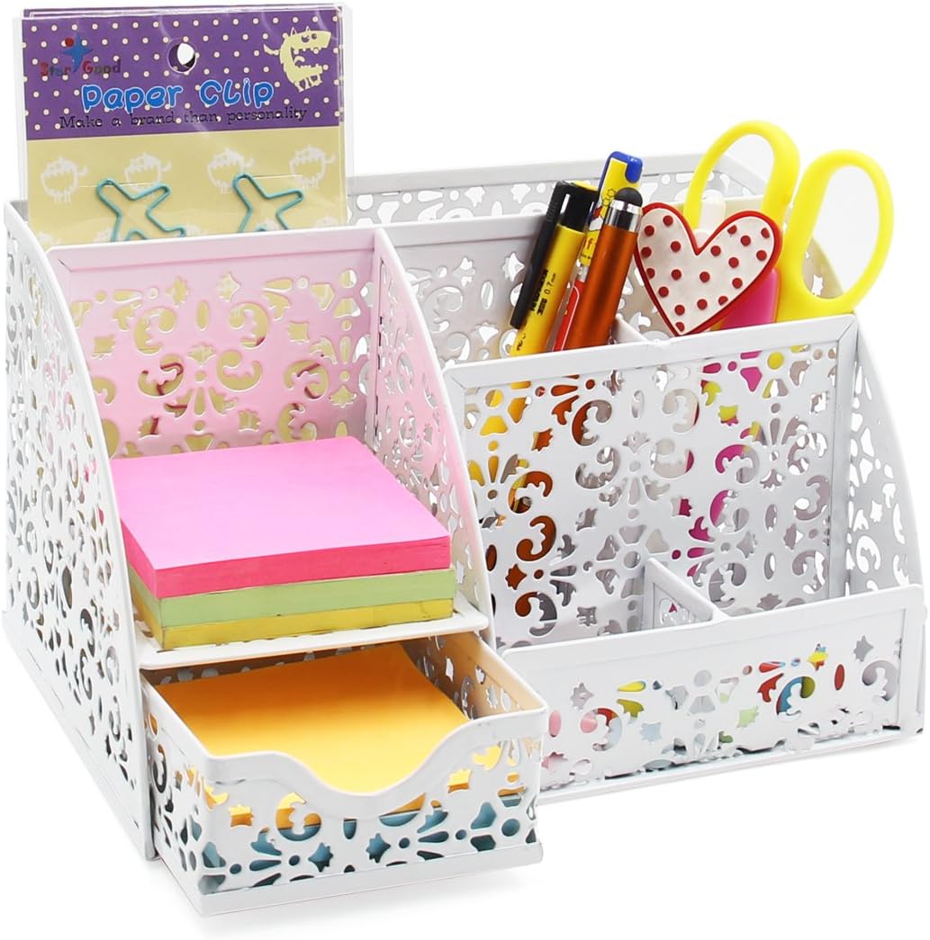 Amazon.com : EasyPAG Elegant Floral Desk Organizer with Sliding Drawer ...
