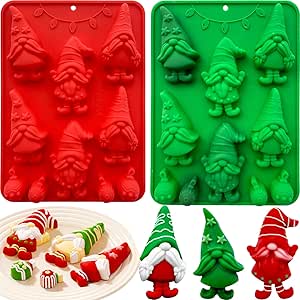 Amazon.com: Christmas Silicone Mold for Baking, 2 Pack Christmas Gnome Candy Chocolate Molds for ...