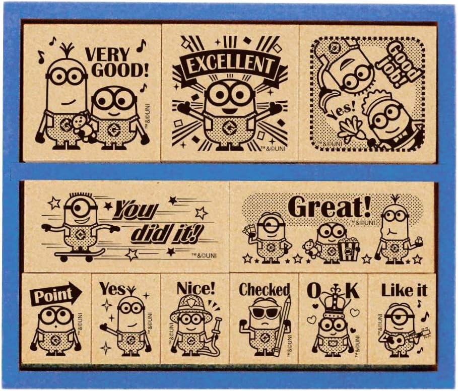 Amazon.com: Beverly Minions Stamp Hanko Wooden Reward Stamp Set ...